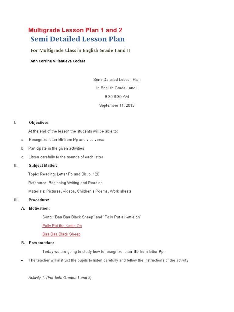 Semi Detailed Lesson Plan | PDF | Lesson Plan