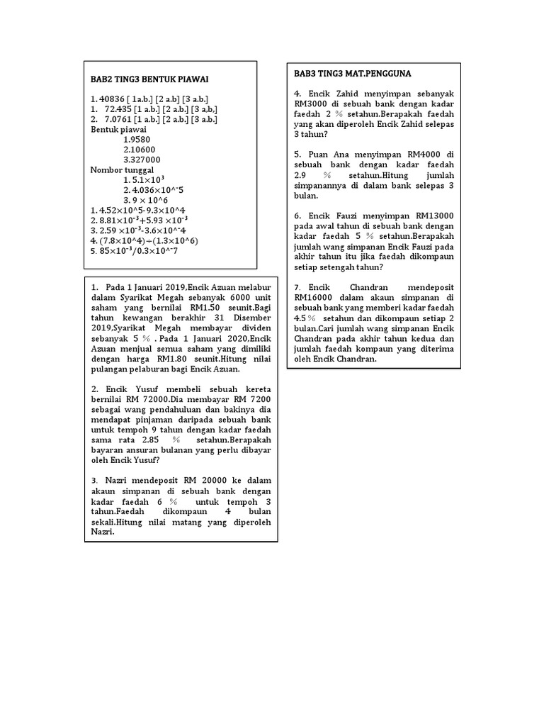 Latihan Matematik F1 F2 F3 Pdf
