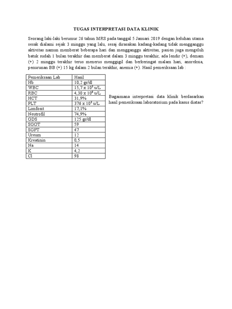 Tugas Interpretasi Data Klinik | PDF