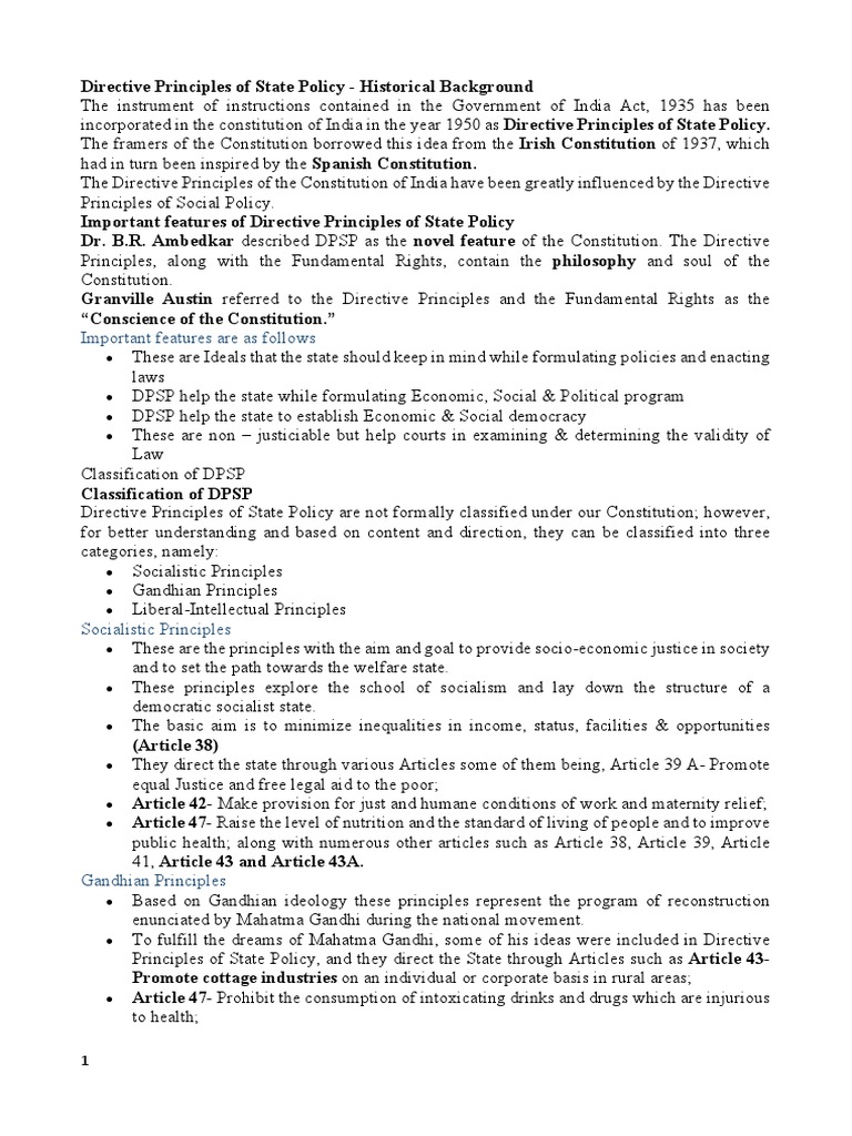 Directive Principles of State Policy | PDF | Political Charters ...