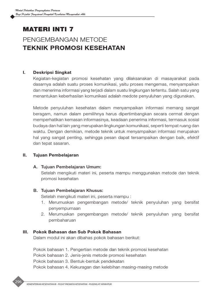 Teknik Promosi Kesehatan | PDF | Pengembangan Diri | Sains & Matematika