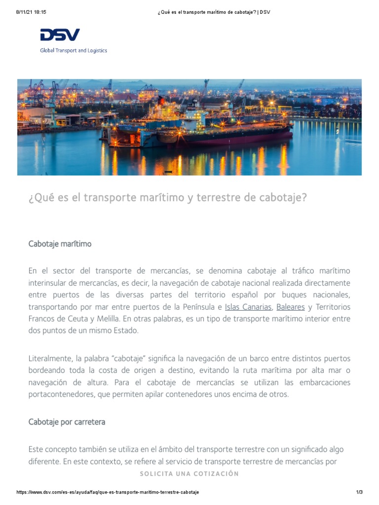 ¿Qué Es El Transporte Marítimo de Cabotaje - DSV | PDF | Transporte