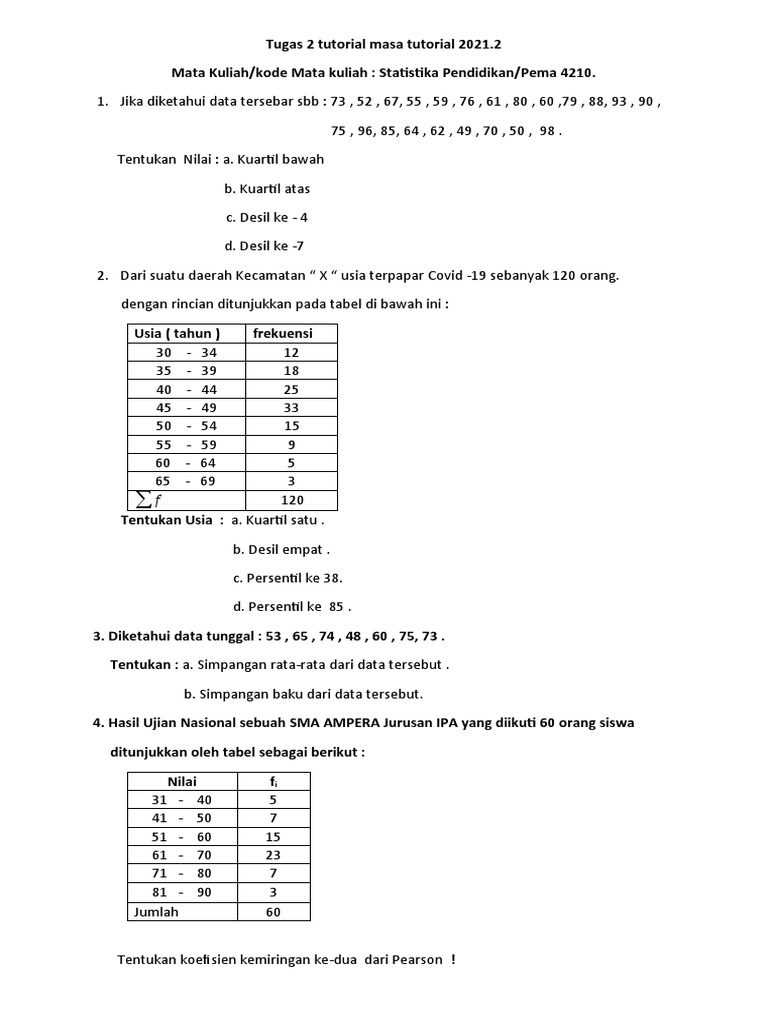 Soal Tugas Tutorial 2 2021.2 | PDF