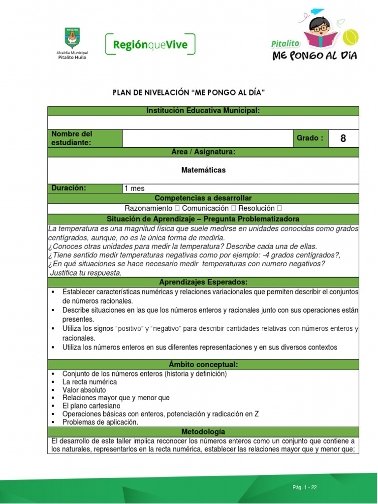Guia 1 Matematicas | PDF | Entero | Números Guia 1 Matematicas | PDF | Entero | Números