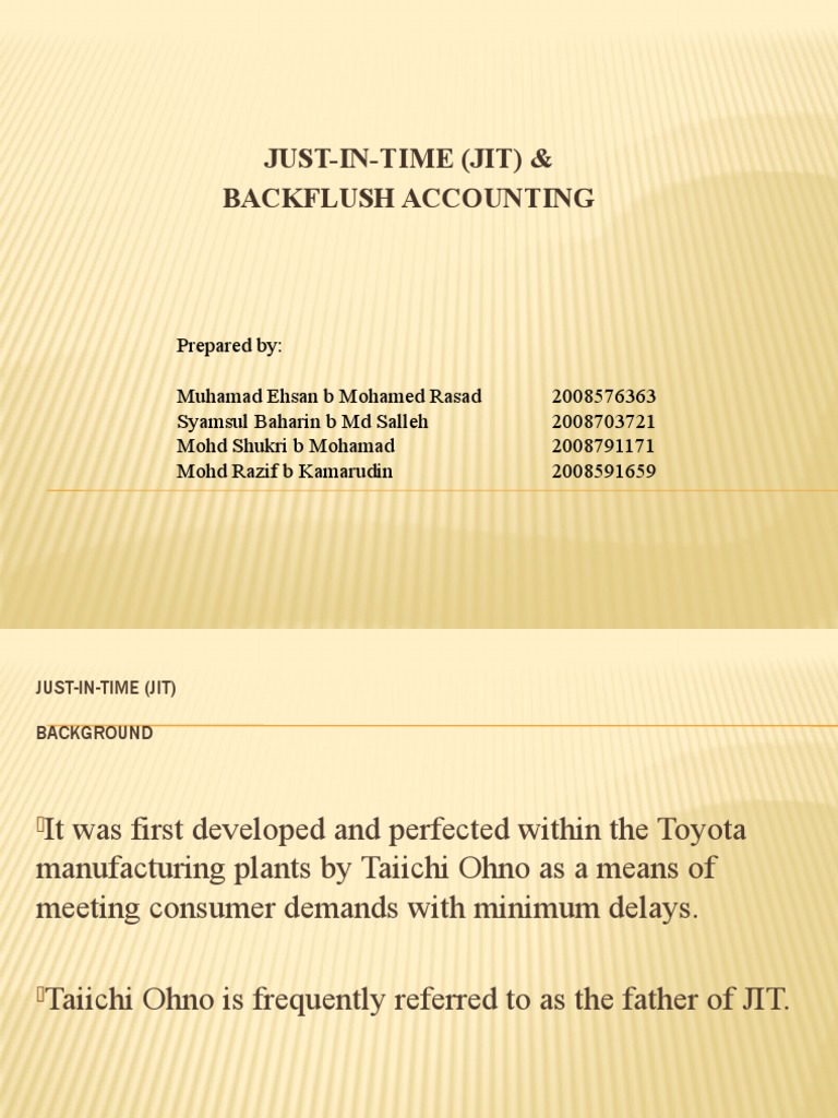 Just-in-Time and Backflush Accounting Guide | PDF | Inventory ...