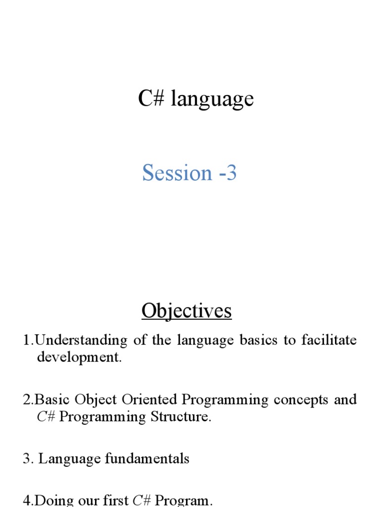 Session 3 | PDF | Object Oriented Programming | C Sharp (Programming ...