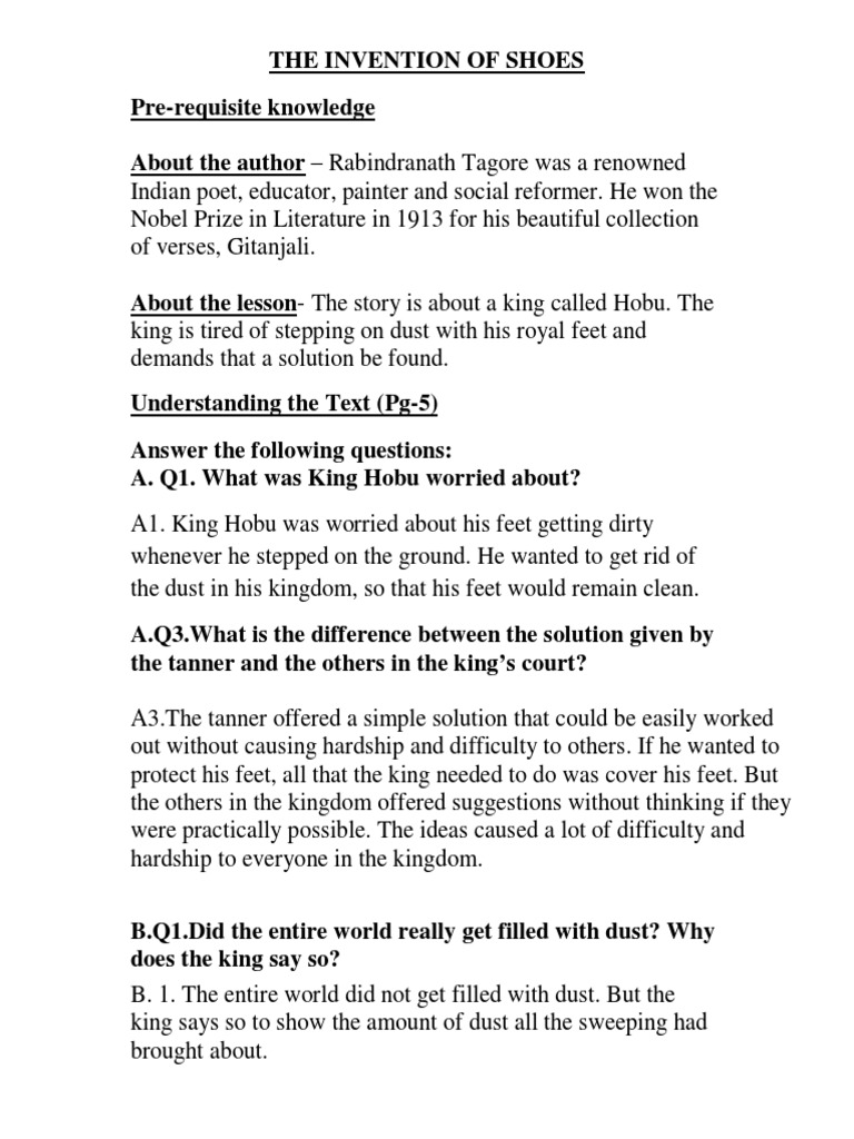 Notes For The Invention of Shoes | PDF | Part Of Speech | Human ...