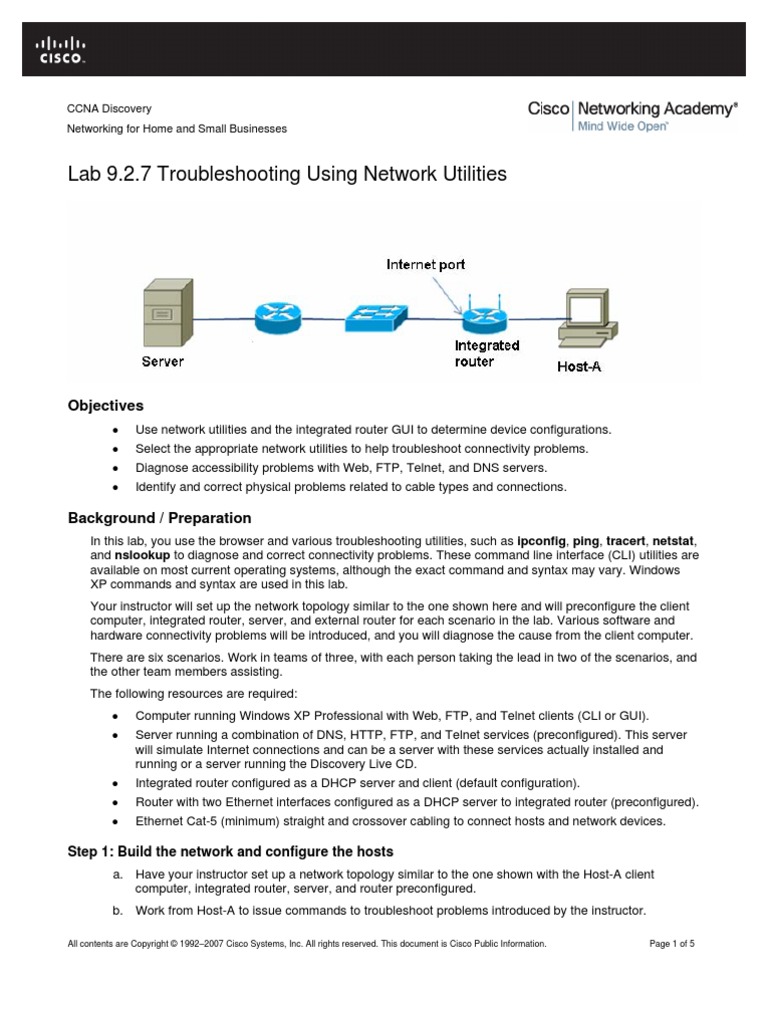 Lab 9.2.7 Troubleshooting Using Network Utilities | Download Free PDF | Ip Address | Router ...