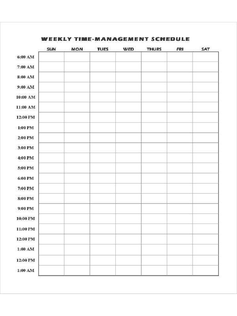 Weekly Time Management Schedule | PDF