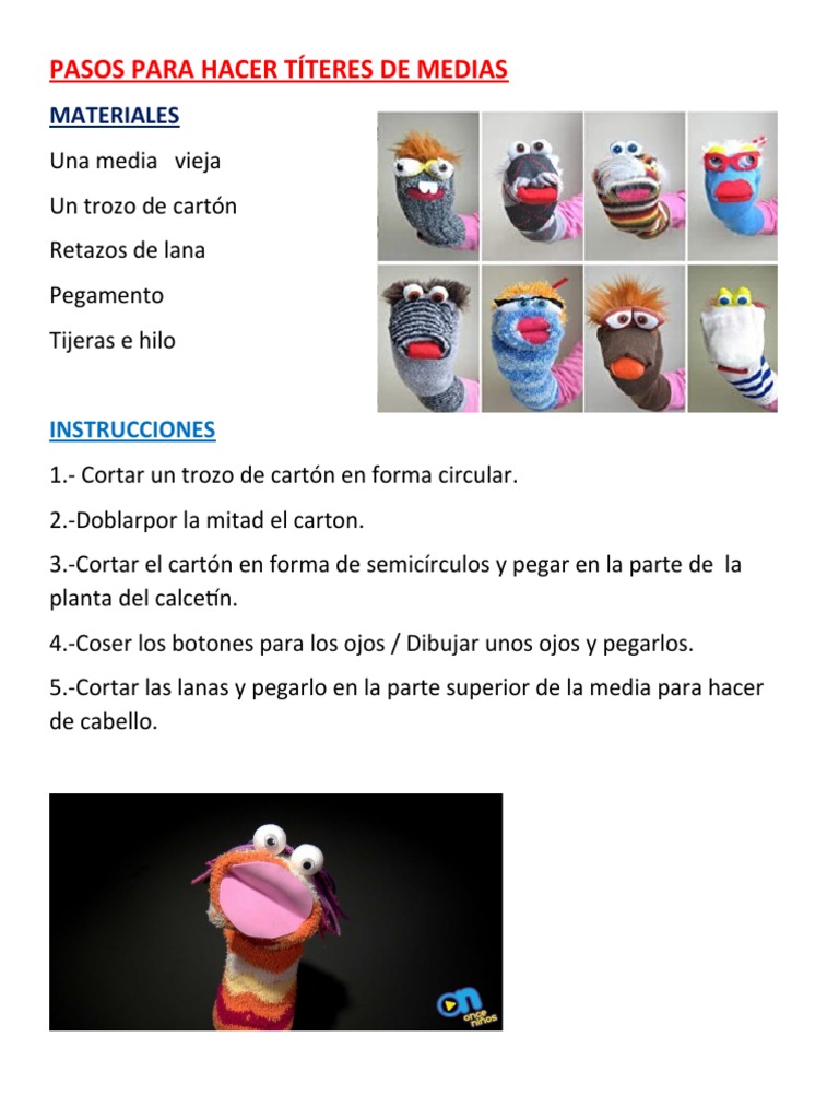 Pasos para Hacer Títeres de Medias | PDF