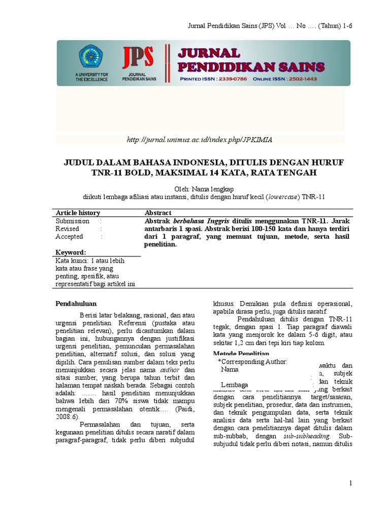 Panduan Penulisan Jurnal Pendidikan Sains | PDF