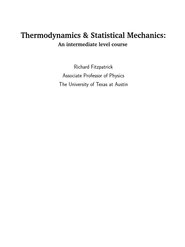 Thermodynamics and Statistical Mechanics | PDF | Heat | Entropy