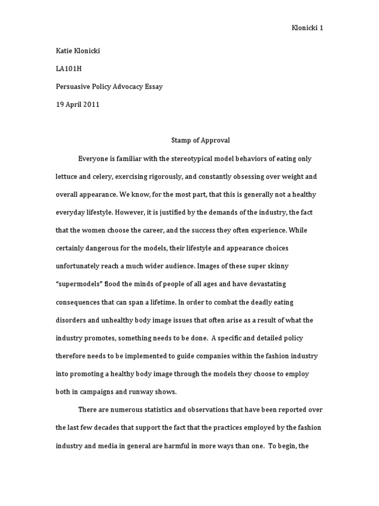 Policy Advocacy Essay