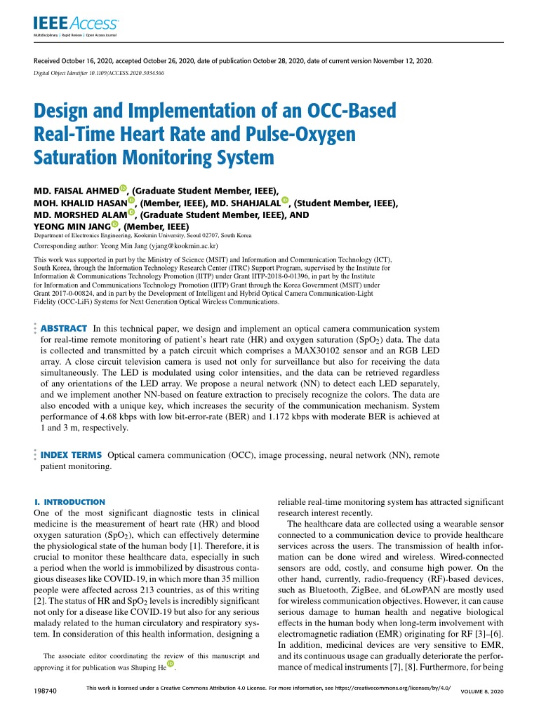 Design and Implementation of An OCC-Based Real-Time Heart Rate and ...