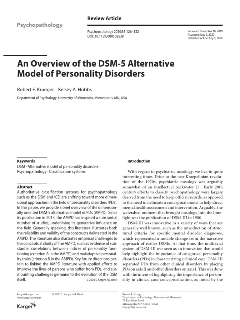 An Overview of The DSM-5 Alternative Model of Personality Disorders ...