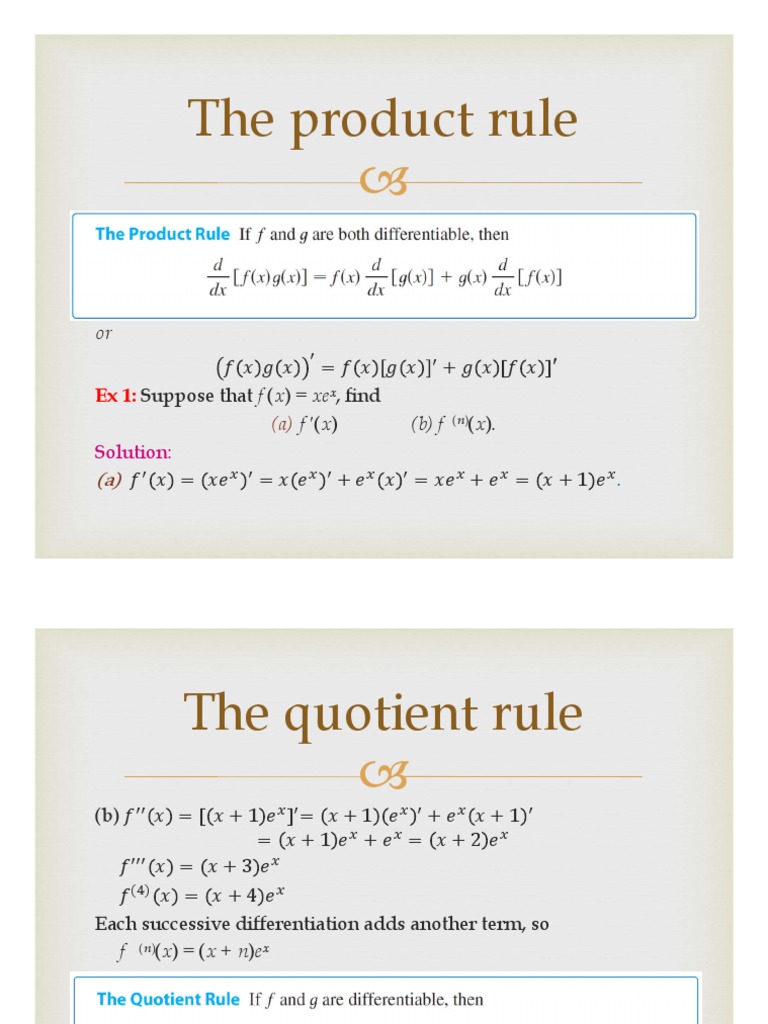 2.4 - 2.5. The Product Quotient Chain Rules | PDF