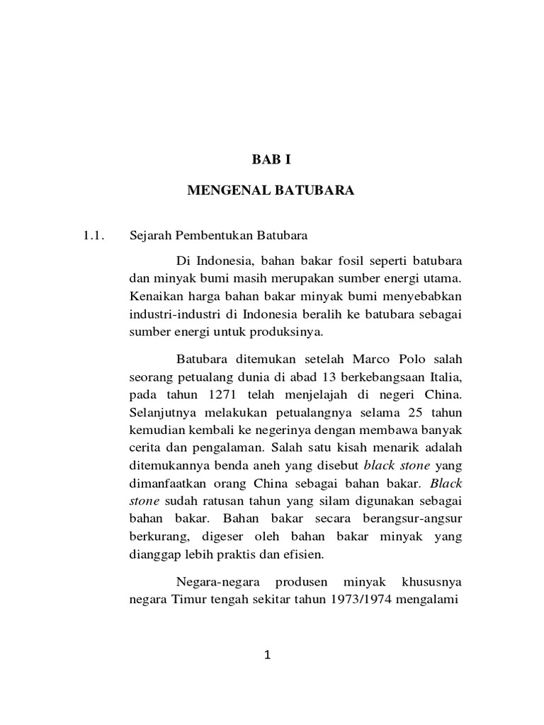 Buku Batubara Bab 1 Dan 2 | PDF