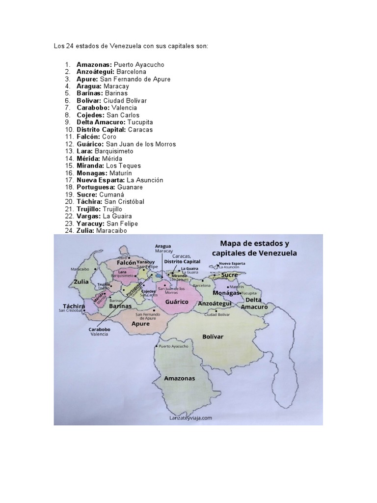 Mapas De Venezuela Mapa De Venezuela Con Sus Capitales