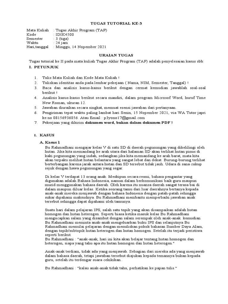 Tugas TAP: Analisis Kasus Edukasi | PDF