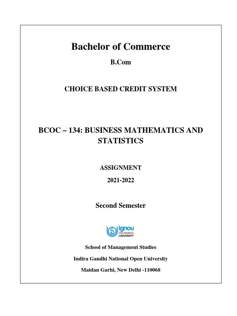 BCOC - 134 Business Mathmatics E | PDF | Correlation And Dependence ...