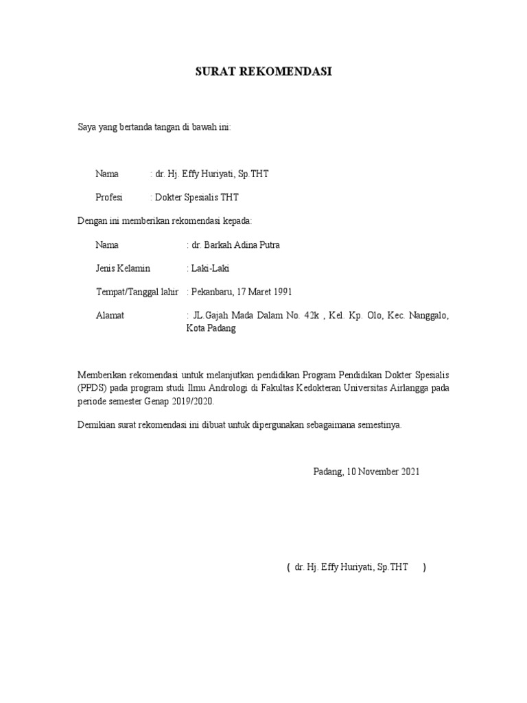 Format Rekom Spesialis | PDF