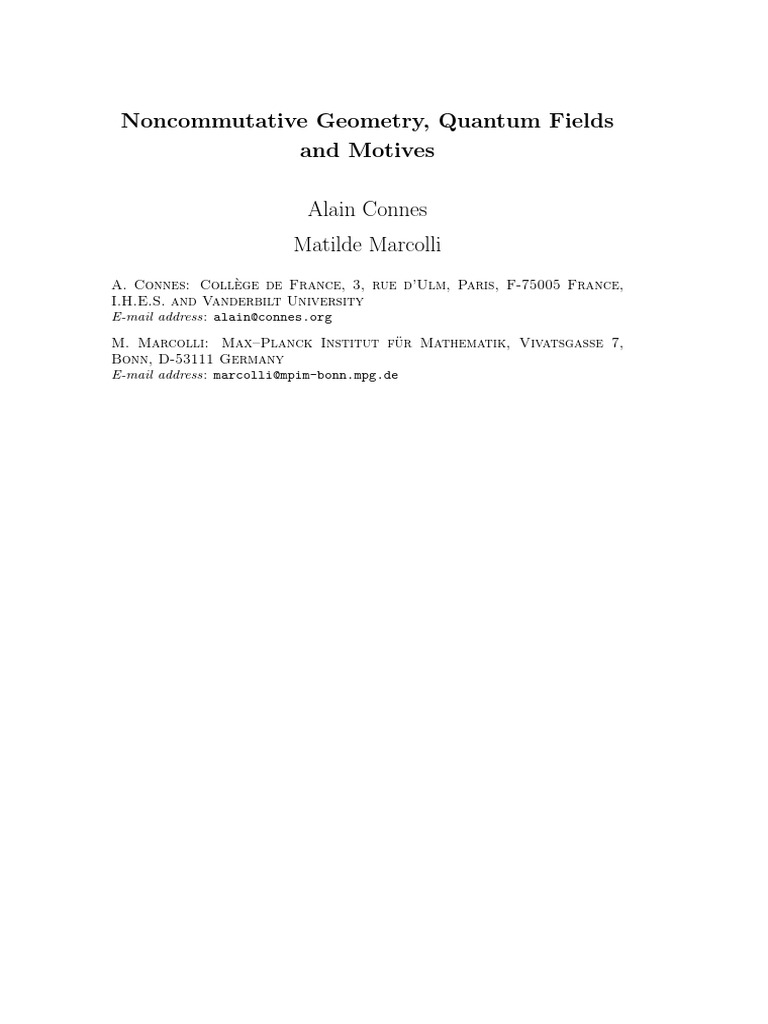 Noncommutative Geometry, Quantum Fields | PDF | Field (Mathematics) | Group (Mathematics)