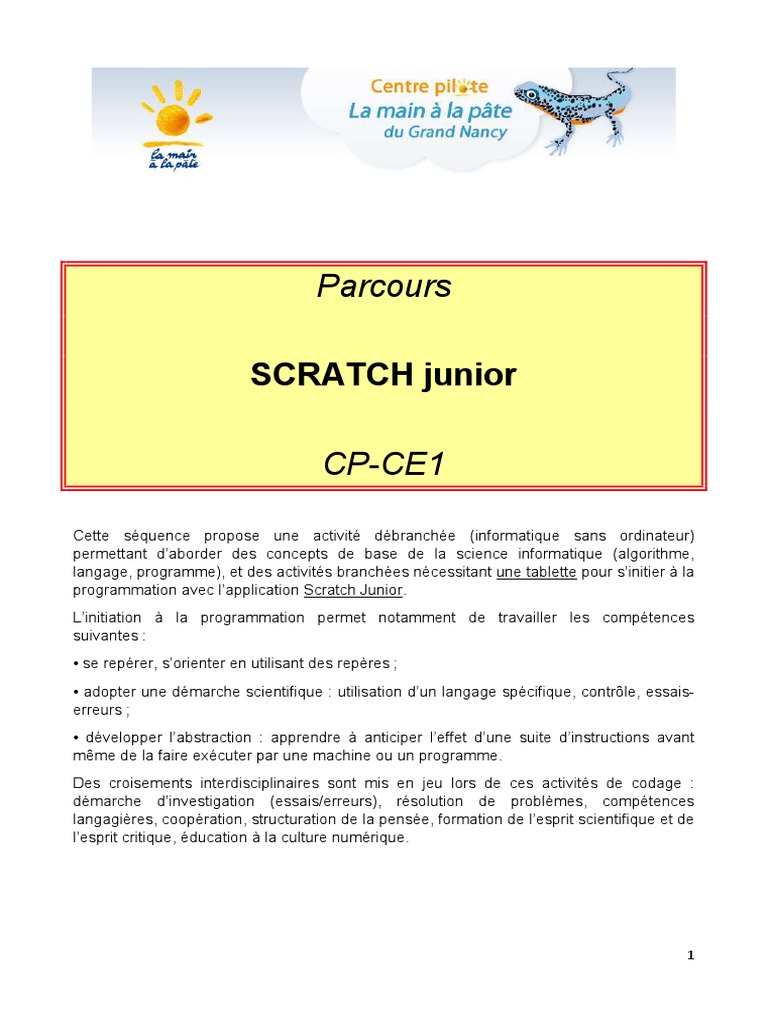 Initiation à Scratch Junior pour CP-CE1 | PDF | Programmation | Programme informatique