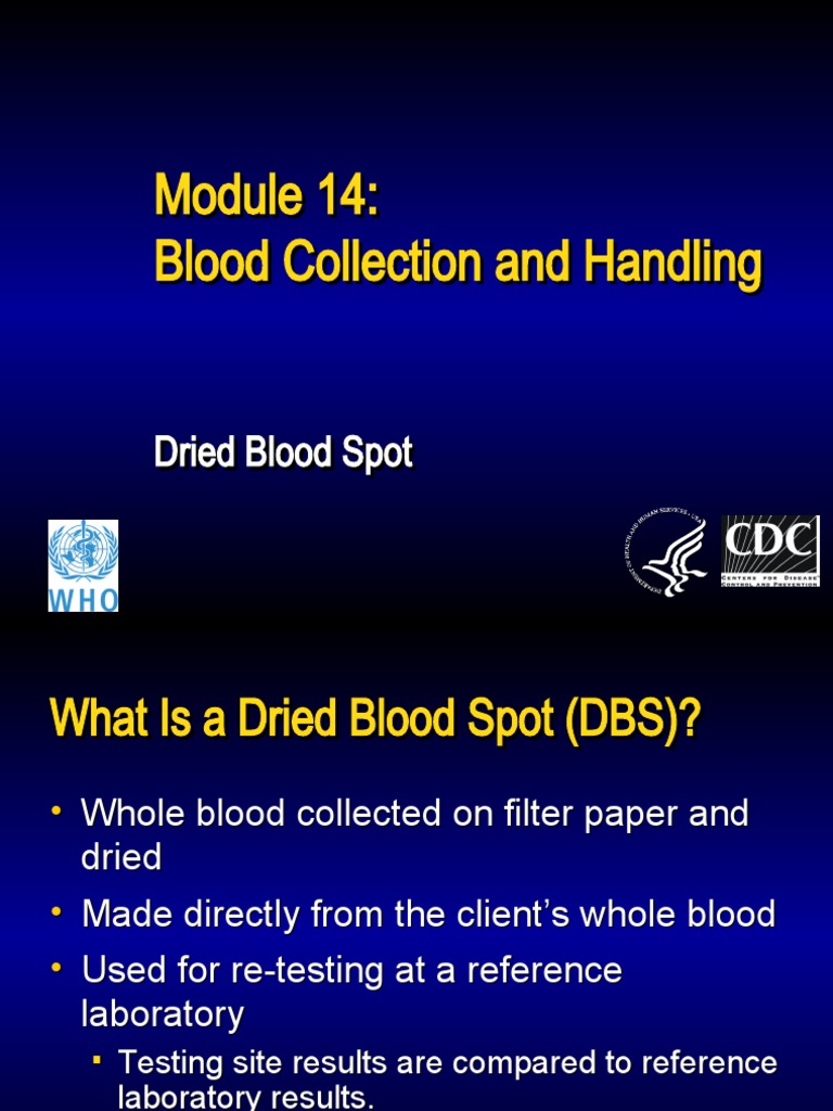 Module 14. Blood Collection & Handling - DBS | PDF | Paper | Blood Plasma