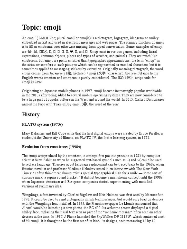 Topic: Emoji: History | PDF | Computing | Encodings