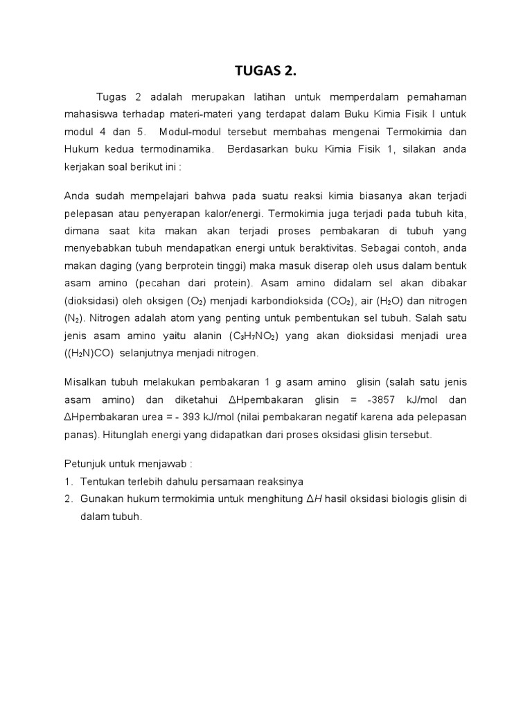 Tugas 2 Kimia Fisik I (Set 2) | PDF