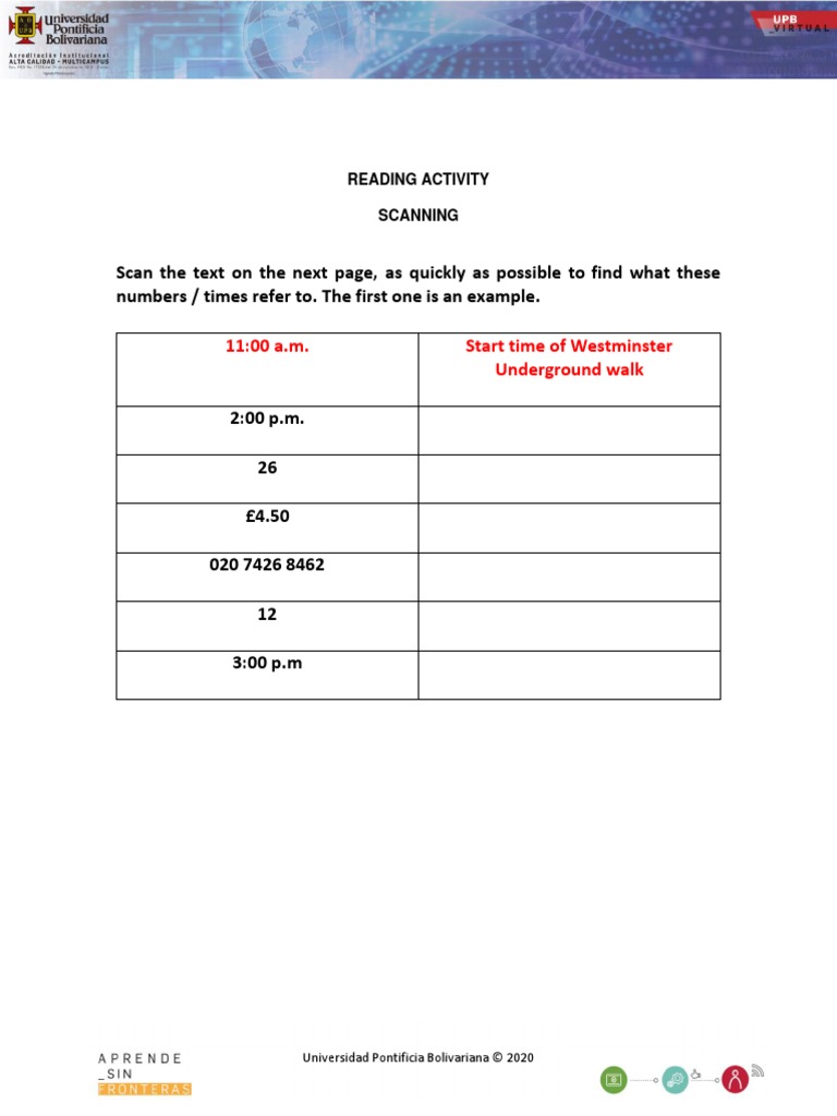 SCANNING Practice | PDF