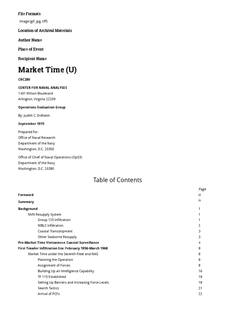 Overview of Operation Market Time | PDF | Military | Warfare
