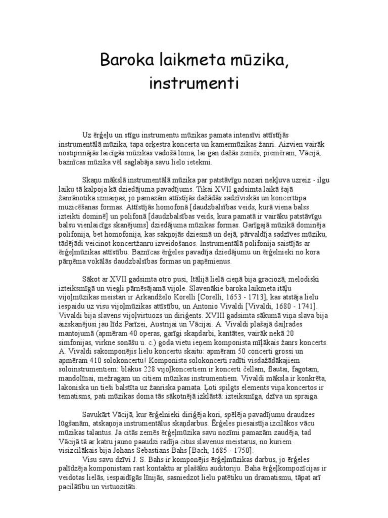 Baroka Laikmeta Instrumenti | PDF