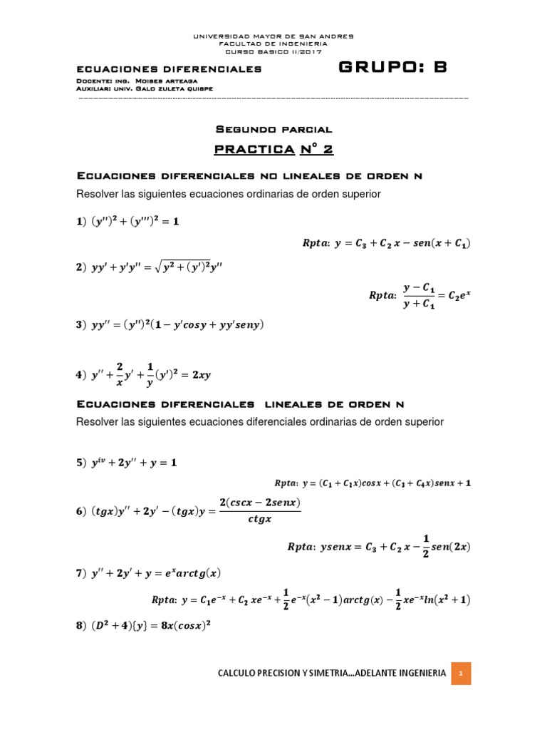 PRACTICA 2 ECUAs | PDF | Sustracción | Ecuaciones