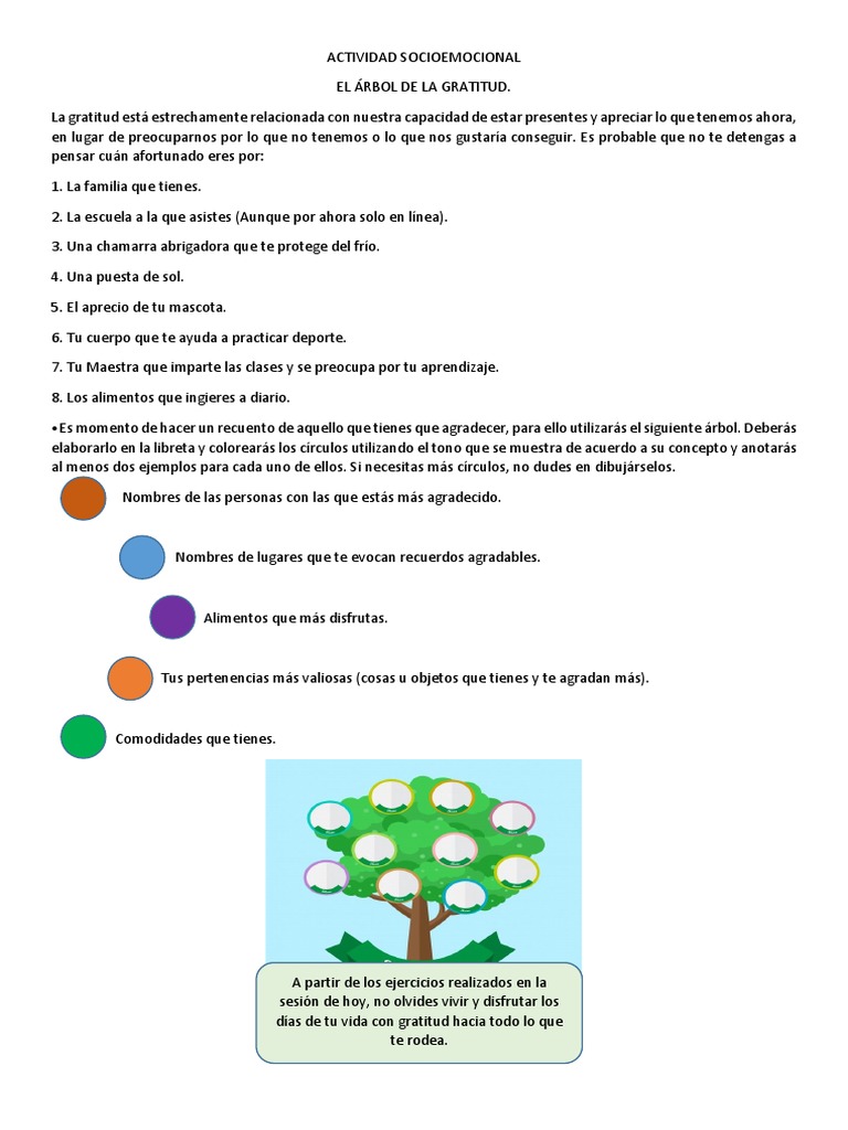 Actividad Socioemocional | PDF | Ira | Gratitud