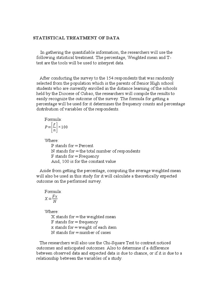 Statistical Treatment of Data 1 | PDF