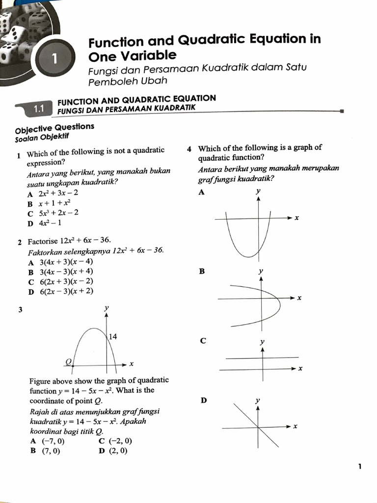 f4 Maths DLP Chap1 Function Quadratic Equation | PDF
