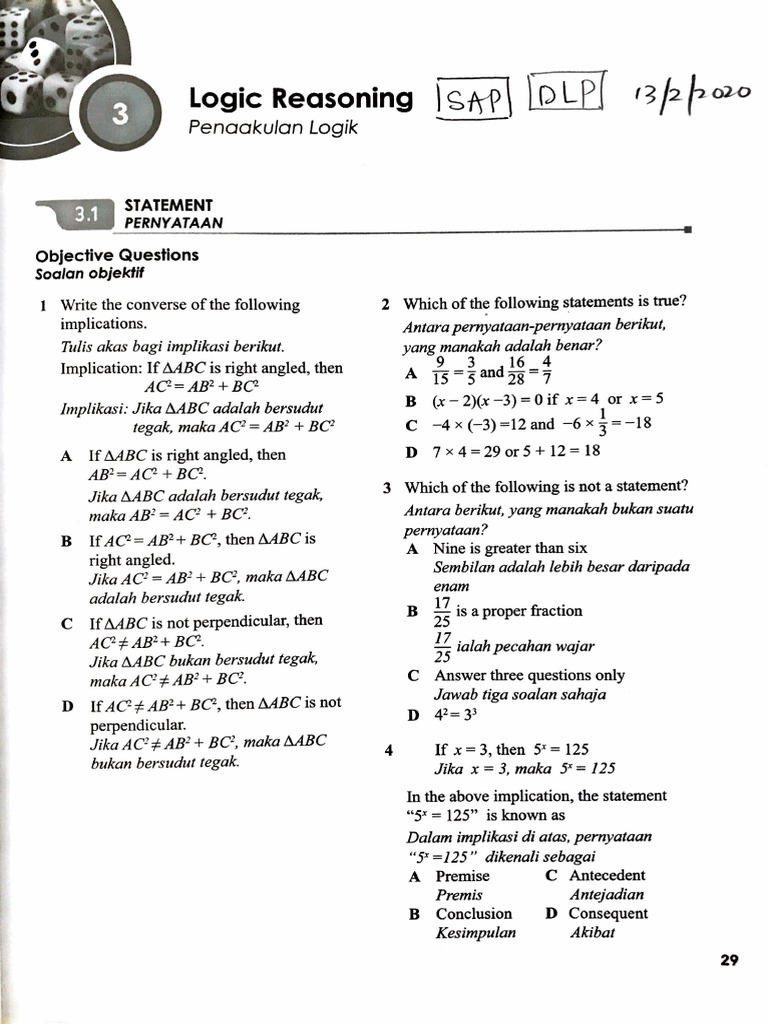 f4 Maths DLP Chap3 Logoc Reasoning | PDF