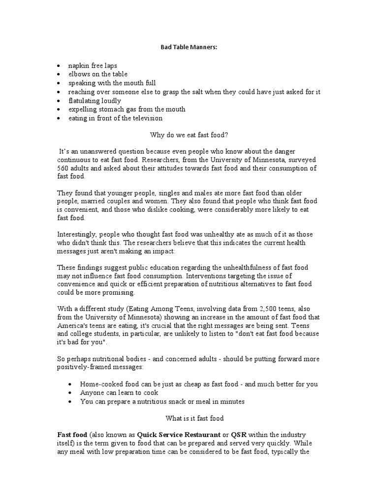 Fast Food | PDF | Fast Food | Fast Food Restaurants