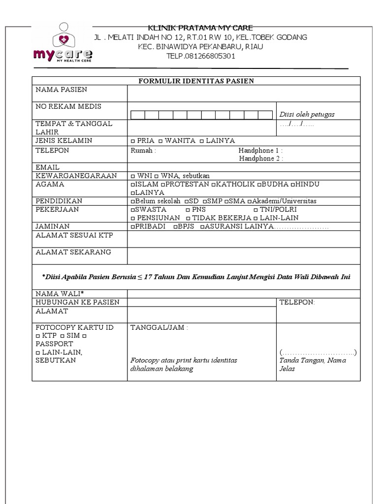 Formulir Identitas Pasien | PDF