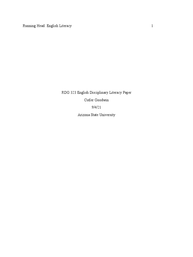Cutler Goodwin RDG 323 Disciplinary Paper-1 | PDF | Reading ...