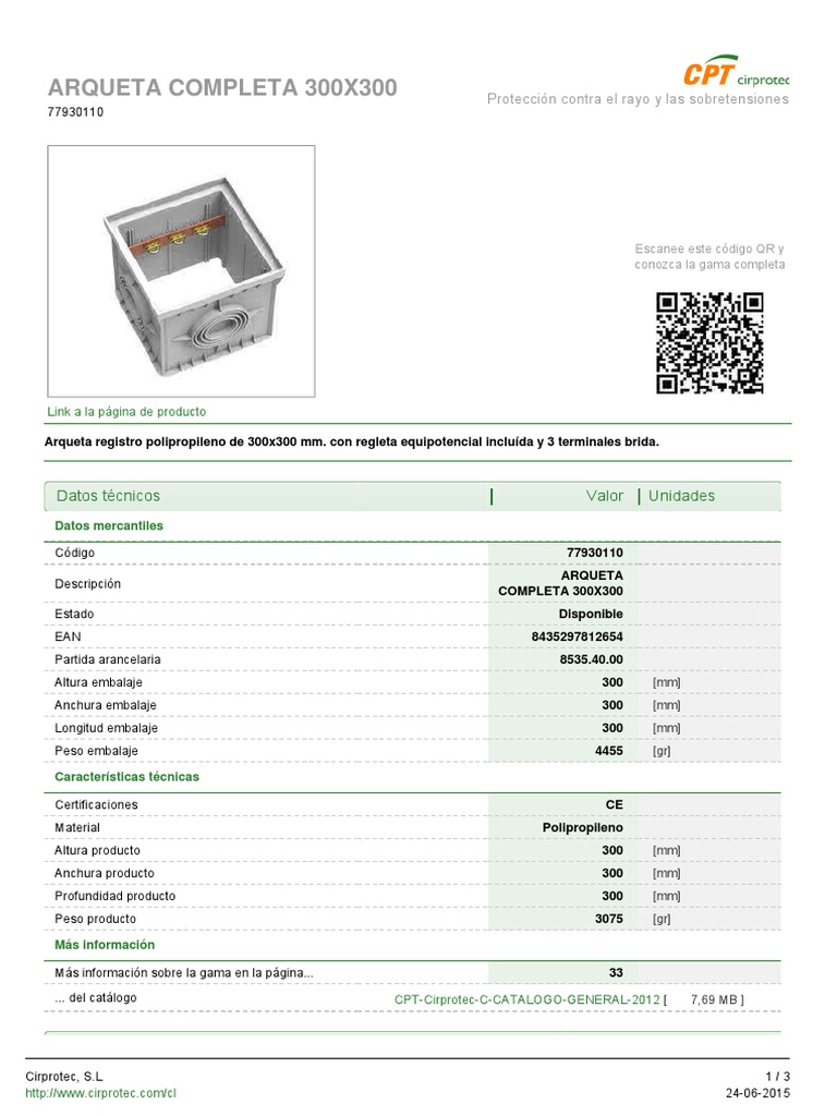 CPT Cirprotec ARQUETA COMPLETA 300X300 77930110 | PDF