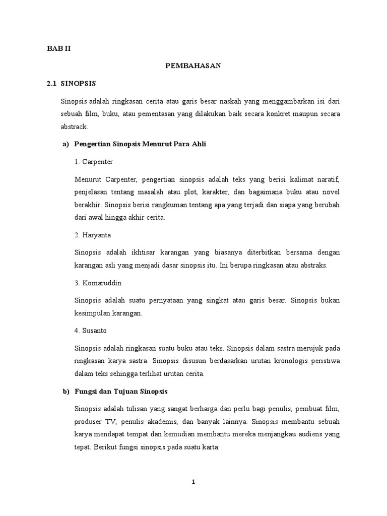 Sinopsis Ikhtisar Resensi Rangkuman Dan Makalah | PDF