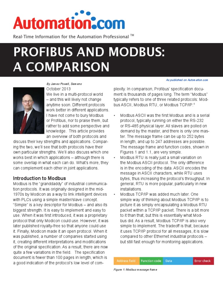 Industrial Protocols: Modbus vs Profibus | PDF | Internet Protocol ...