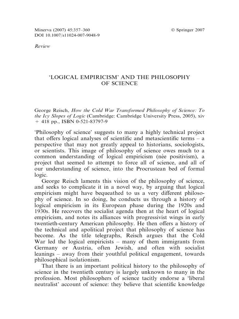 Logical Empiricism & The Philosophy of Science (Alan Richardson) | PDF ...