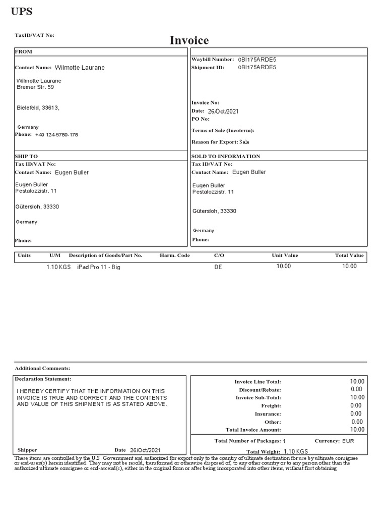 UPS Full Proof | Download Free PDF | Invoice | Value Added Tax