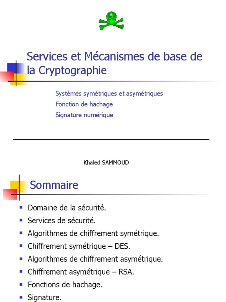 Services et Mécanismes de Cryptographie | PDF | Public-key cryptography | Cryptanalyse