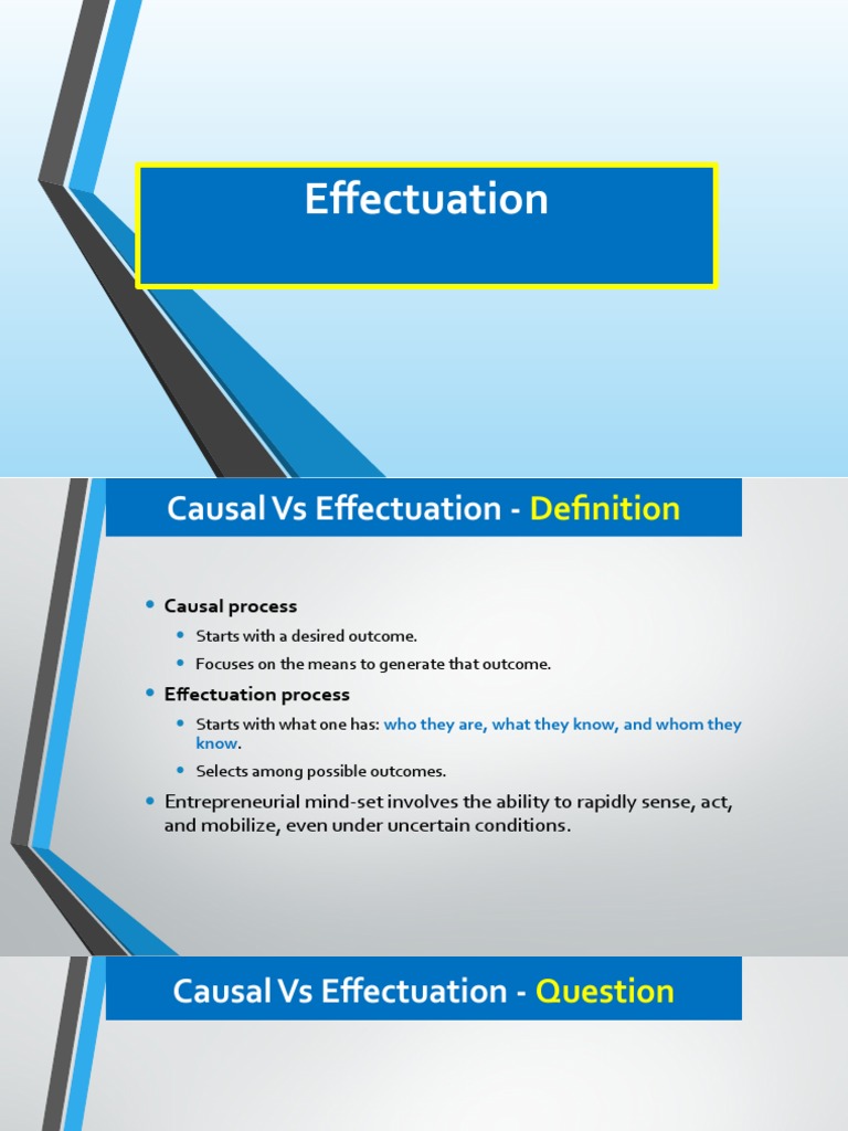 Effectuation Lecture | PDF | Causality | Entrepreneurship