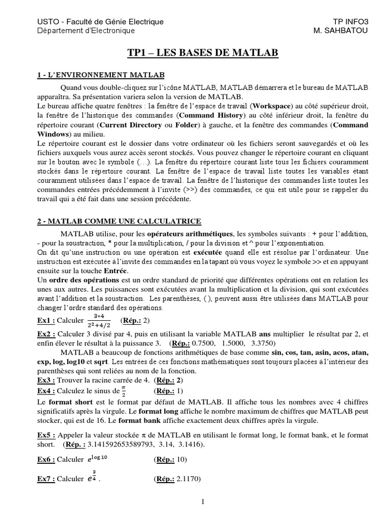 Fiche de TP Info3 Nc2b01 | PDF | Fonction (Mathématiques) | Multiplication