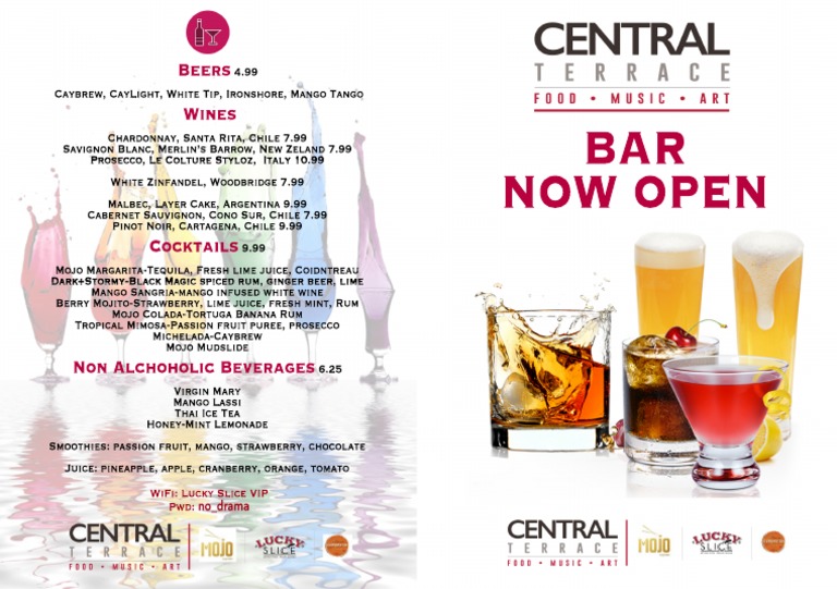 A Concise Menu of Beer, Wine, Cocktail, and Beverage Options Available ...